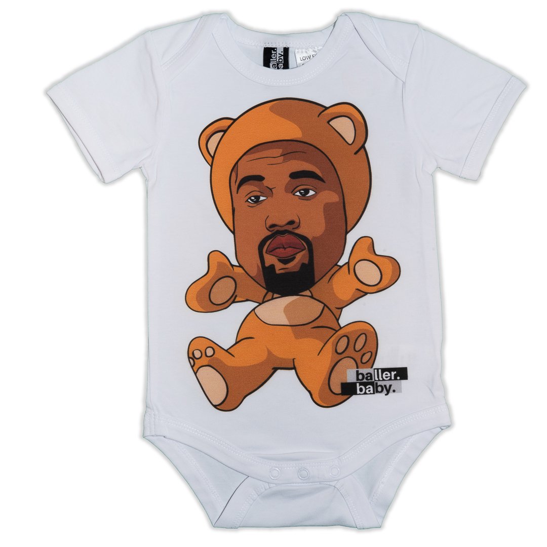 Kanye Bear ‘Baby Baller' Short Sleeve Baby Onesie | Cool Baby Clothing ...